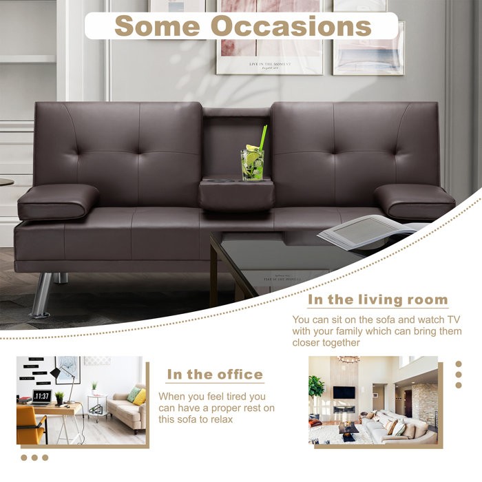 Zipcode Design™ Advait Twin 65.35" Faux Leather Split Back Convertible Sofa & Reviews | Wayfair